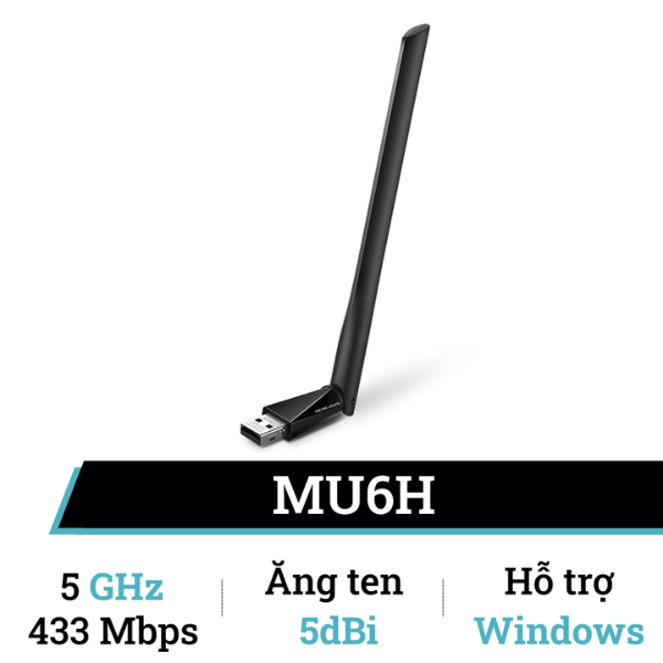 So sánh USB Wifi Mercusys MU6H băng tần kép AC650