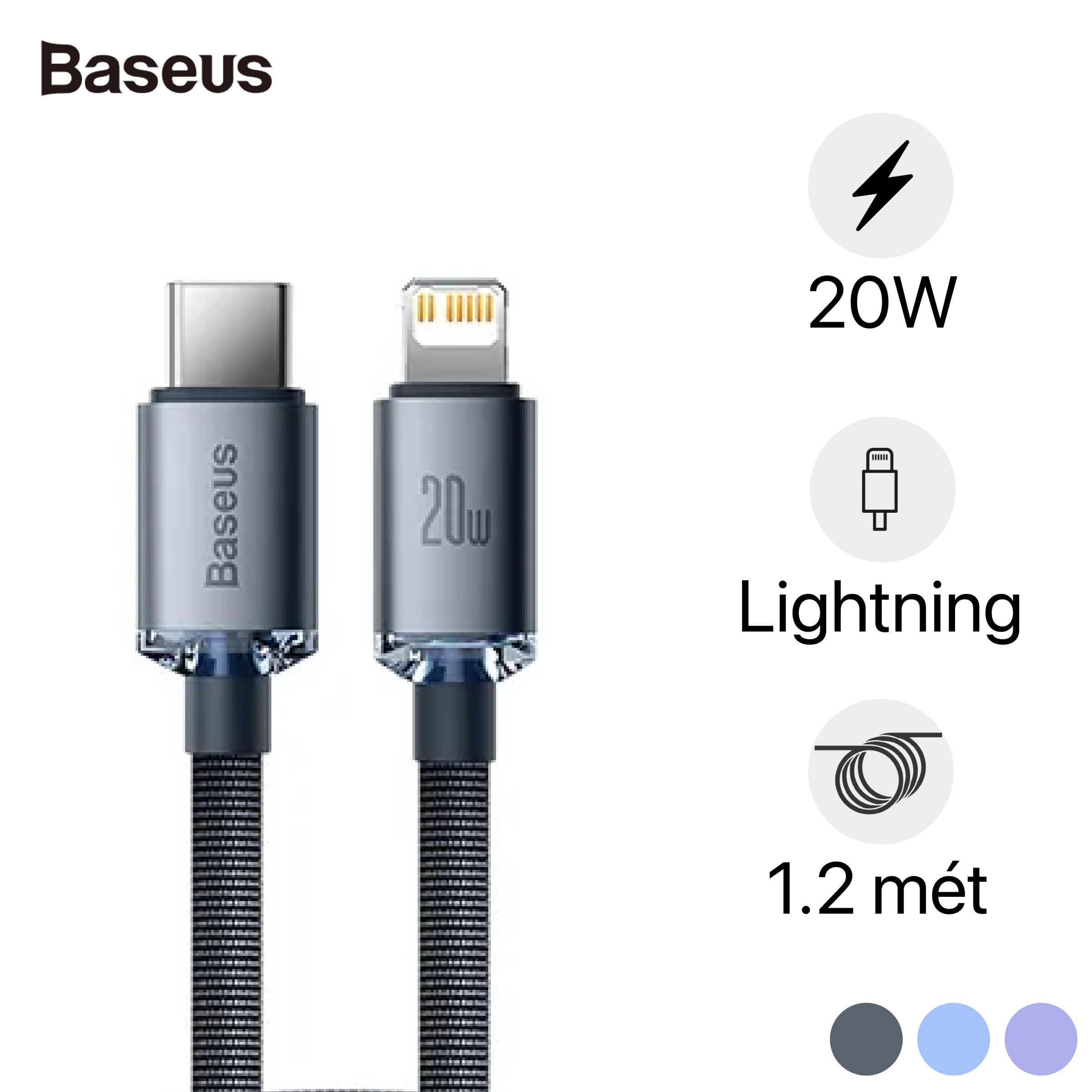 So sánh Cáp Baseus Crystal Shine USB-C to Lightning 1.2M