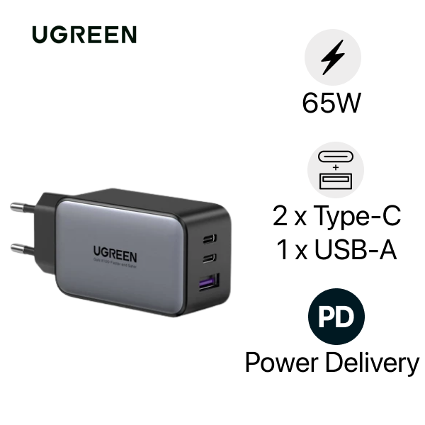 So sánh Củ sạc Ugreen GaN Nexode 3 cổng ( EU 2C 1A ) 65W CD244 10335 và Củ sạc Ugreen Wall ...
