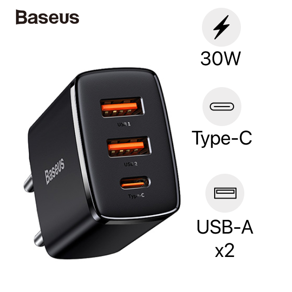 So sánh Củ sạc Baseus Compact 30W 3 cổng 2 x USB-A + USB-C và Sạc nhanh ...