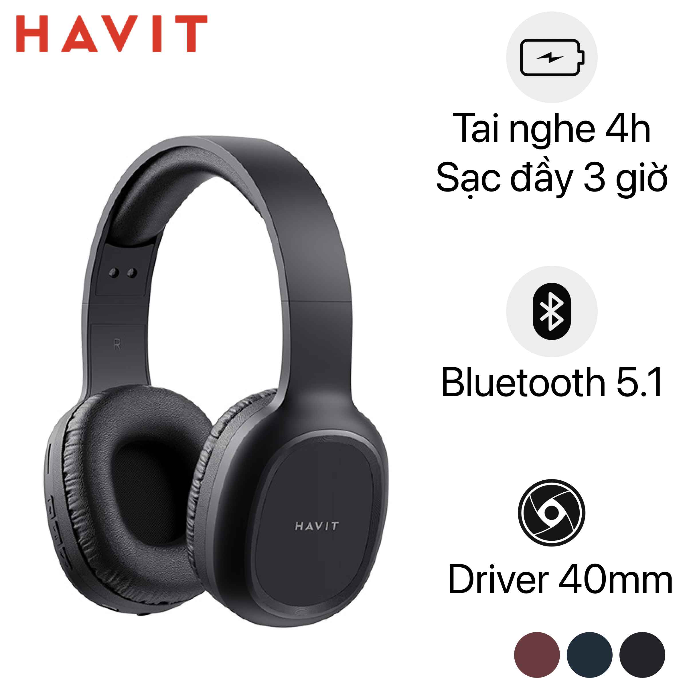 So sánh Tai nghe Bluetooth chụp tai Havit H2590BT Pro