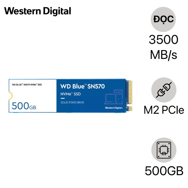 So sánh Ổ cứng SSD WD Blue SN570 PCIe Gen3 X4 NVMe 500GB M2 2280 WDS500G3B0C và Ổ cứng SSD ...