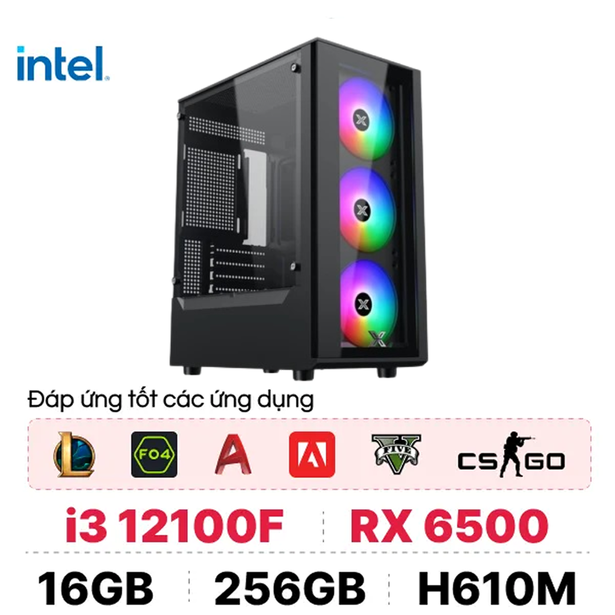 So sánh PC CPS Gaming G01 i3 12100F / 16GB - 256GB / RX 6500 và PC CPS ...