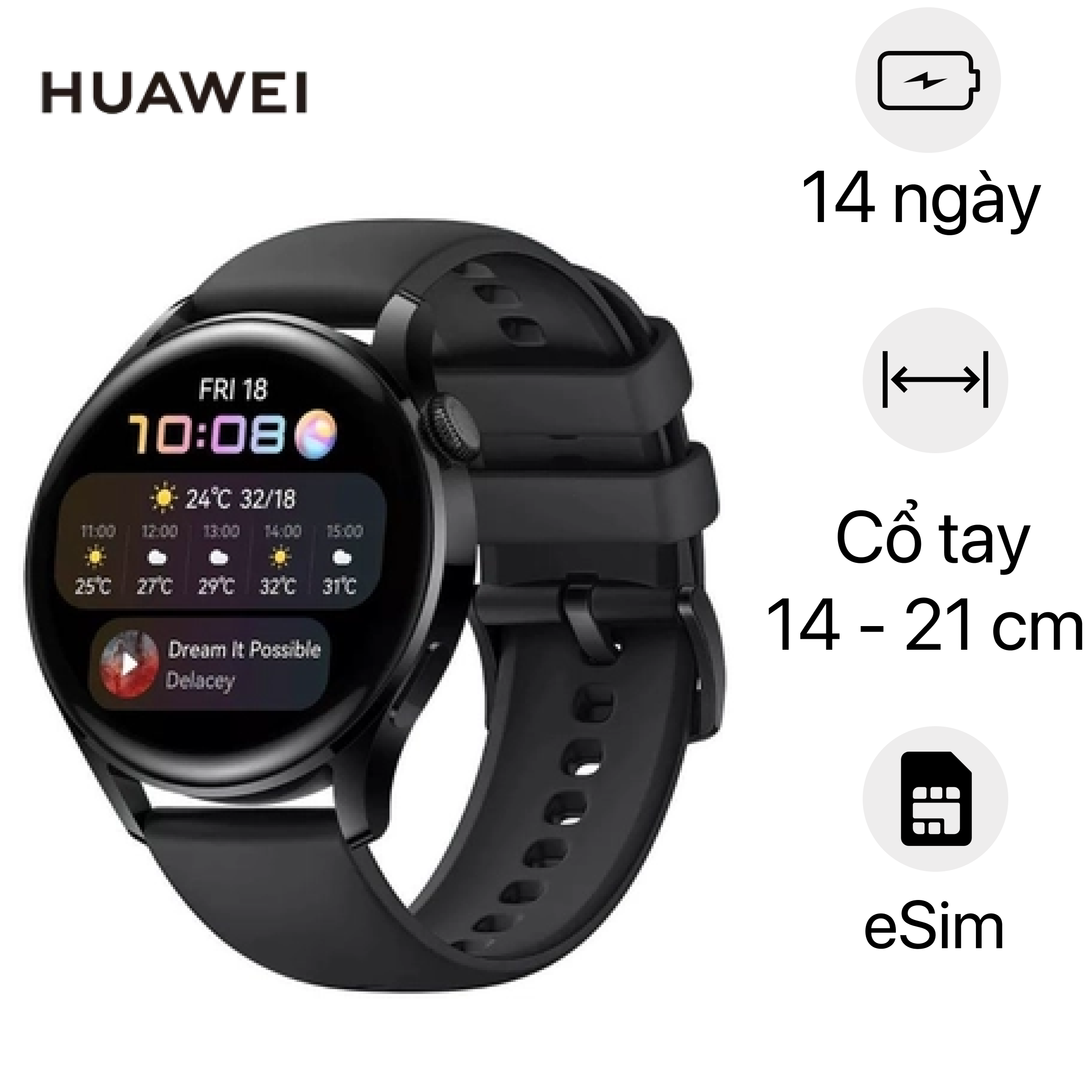 So sánh Đồng hồ thông minh Huawei Watch 3 dây silicone và Đồng hồ thông ...