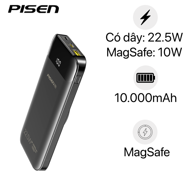 So sánh Sạc dự phòng Pisen Pro Magsafe Wireless 10000mAh 22.5W DY04 và ...
