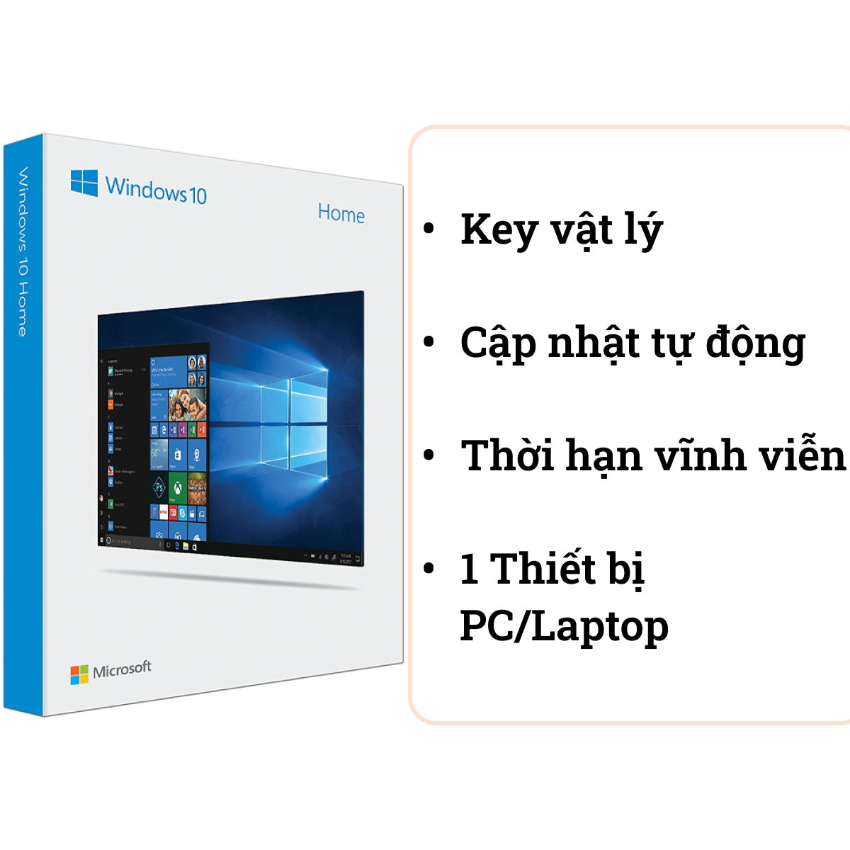 Phần mềm Windows 10 Home 32-bit/64-bit bản quyền, giá rẻ nhất