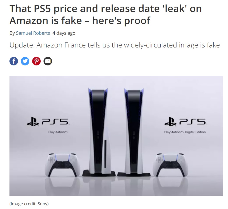 Amazon Pháp vô tình để lộ giá bán của PS5, lên kệ ngày 20/11 tới đây