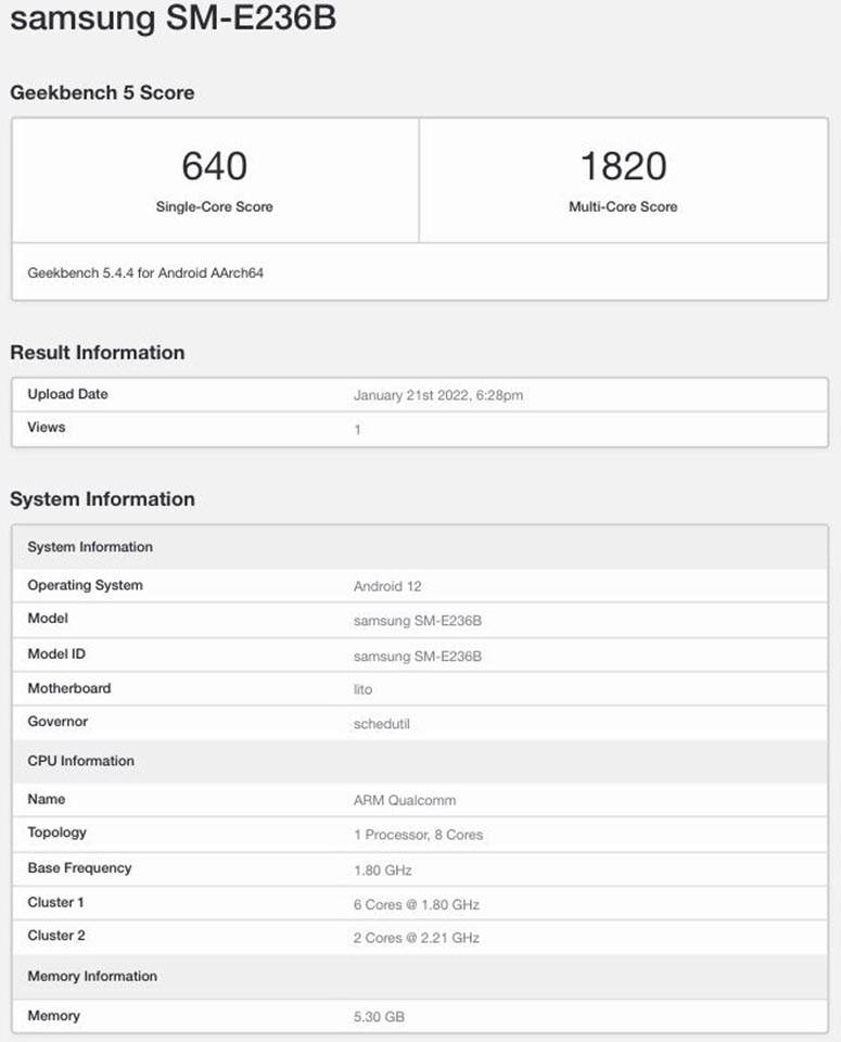 Samsung Galaxy F23 5G xuất hiện trên Geekbench với chip Snapdragon 750G ...