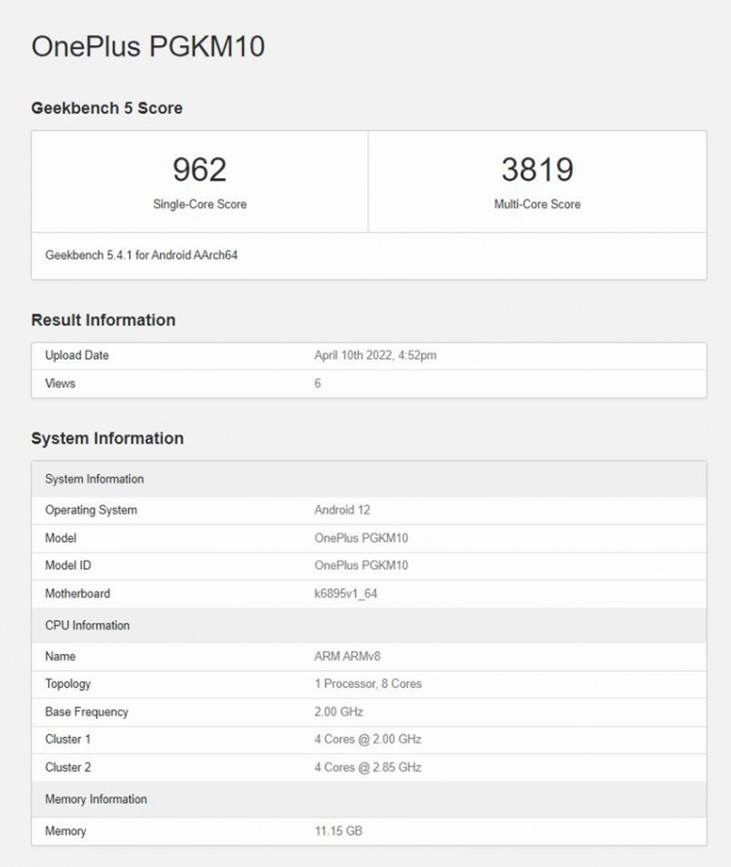 OnePlus Ace xuất hiện trên Geekbench với điểm benchmark khá tốt, chơi ...
