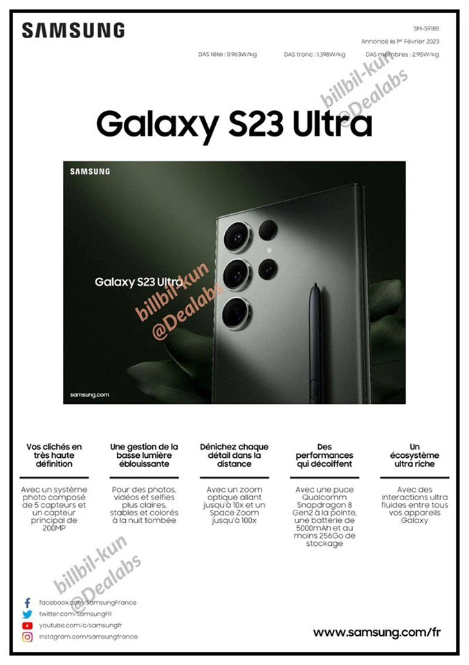 Rò rỉ cấu hình Galaxy S23 Ultra: Camera chính 200MP, chip Snapdragon 8 ...
