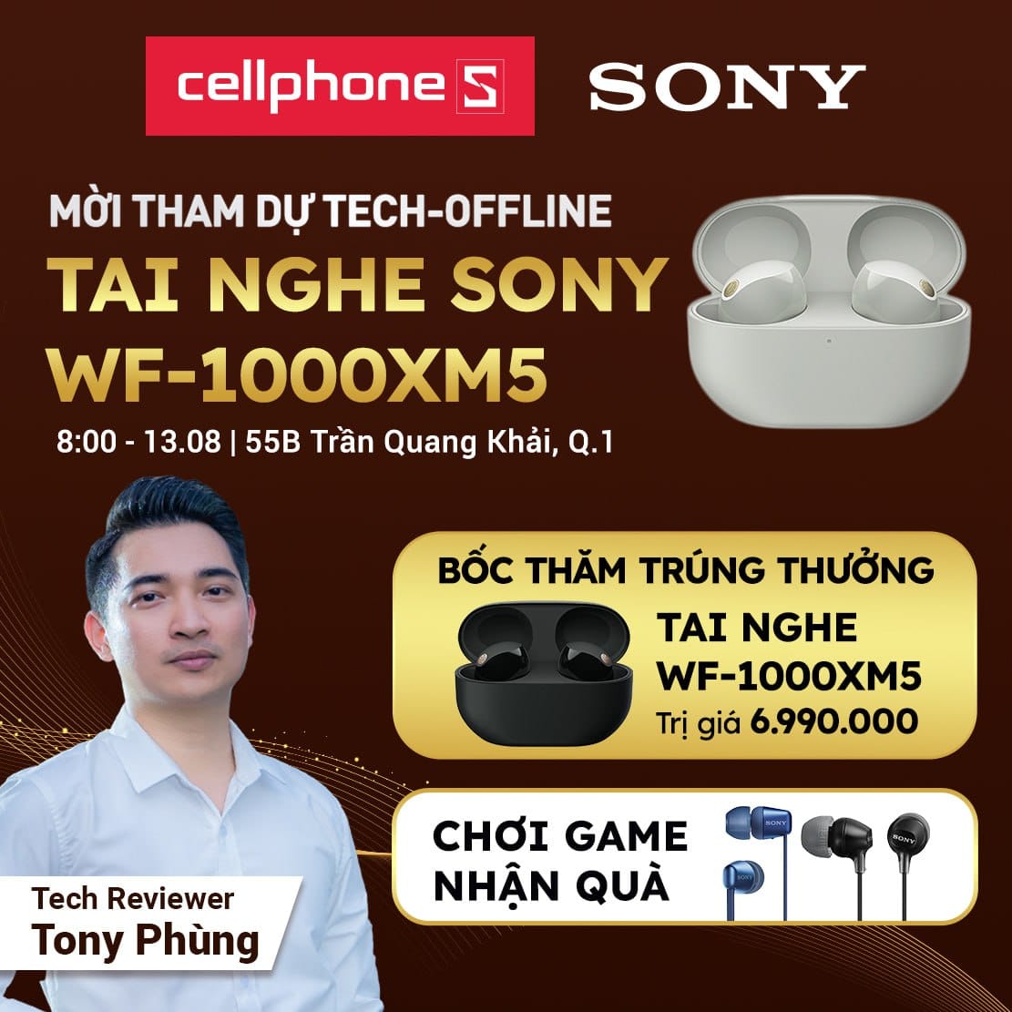 Mời bạn đọc tham gia Tech Offline trải nghiệm Sony WF-1000XM5 cùng ...