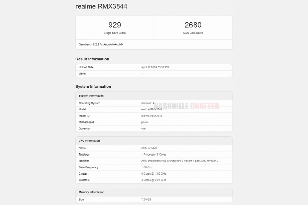 realme P1 Pro rò rỉ điểm Geekbech trước ngày ra mắt